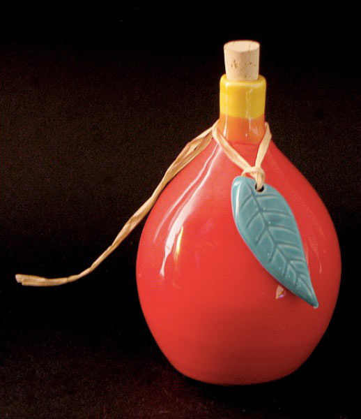 Colorful round bottles with leaf - LumenShop Ceramics